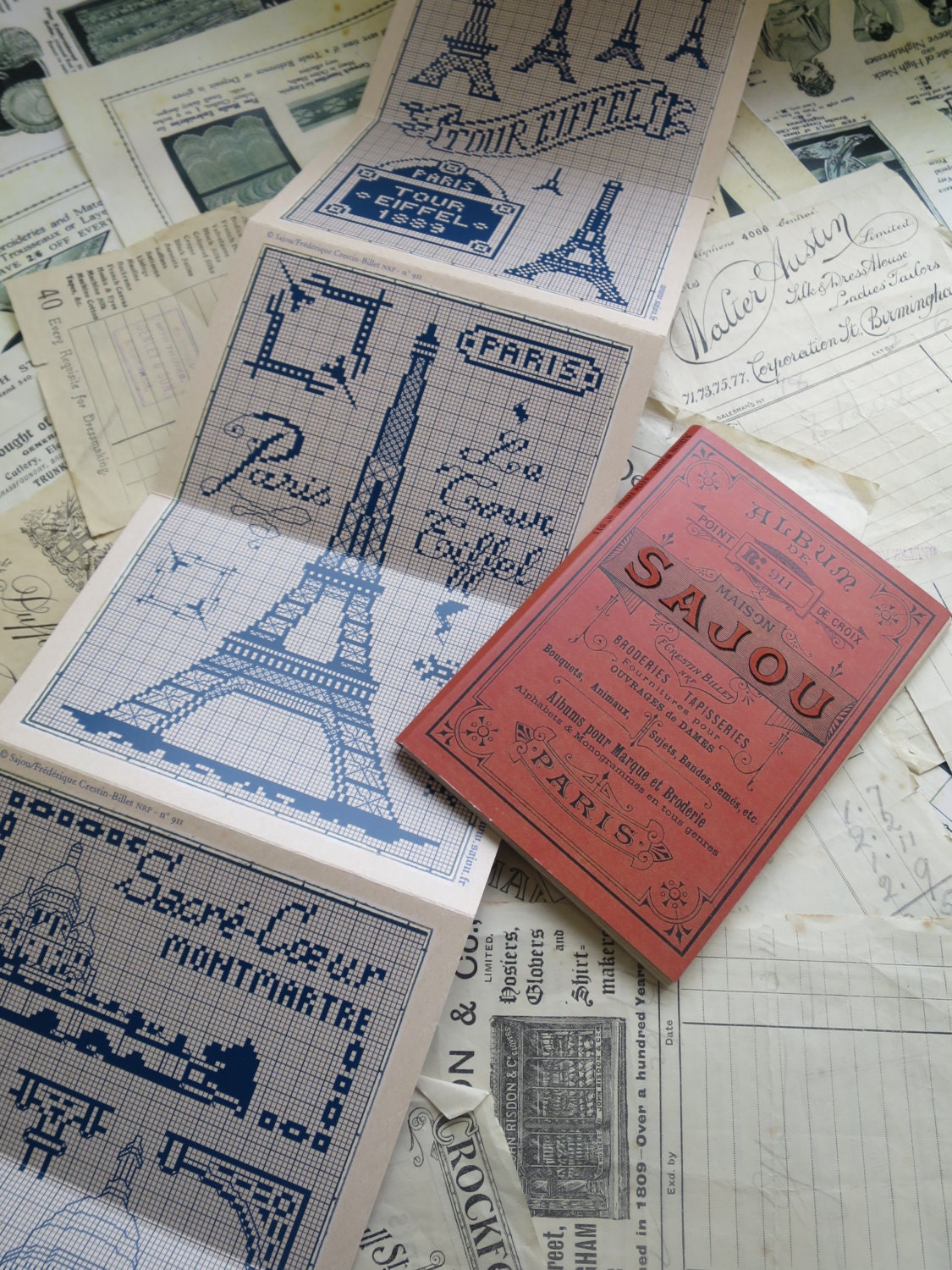 Sajou Red Cross Stitch Album 911- Eiffel Tower & Paris Landmarks ...